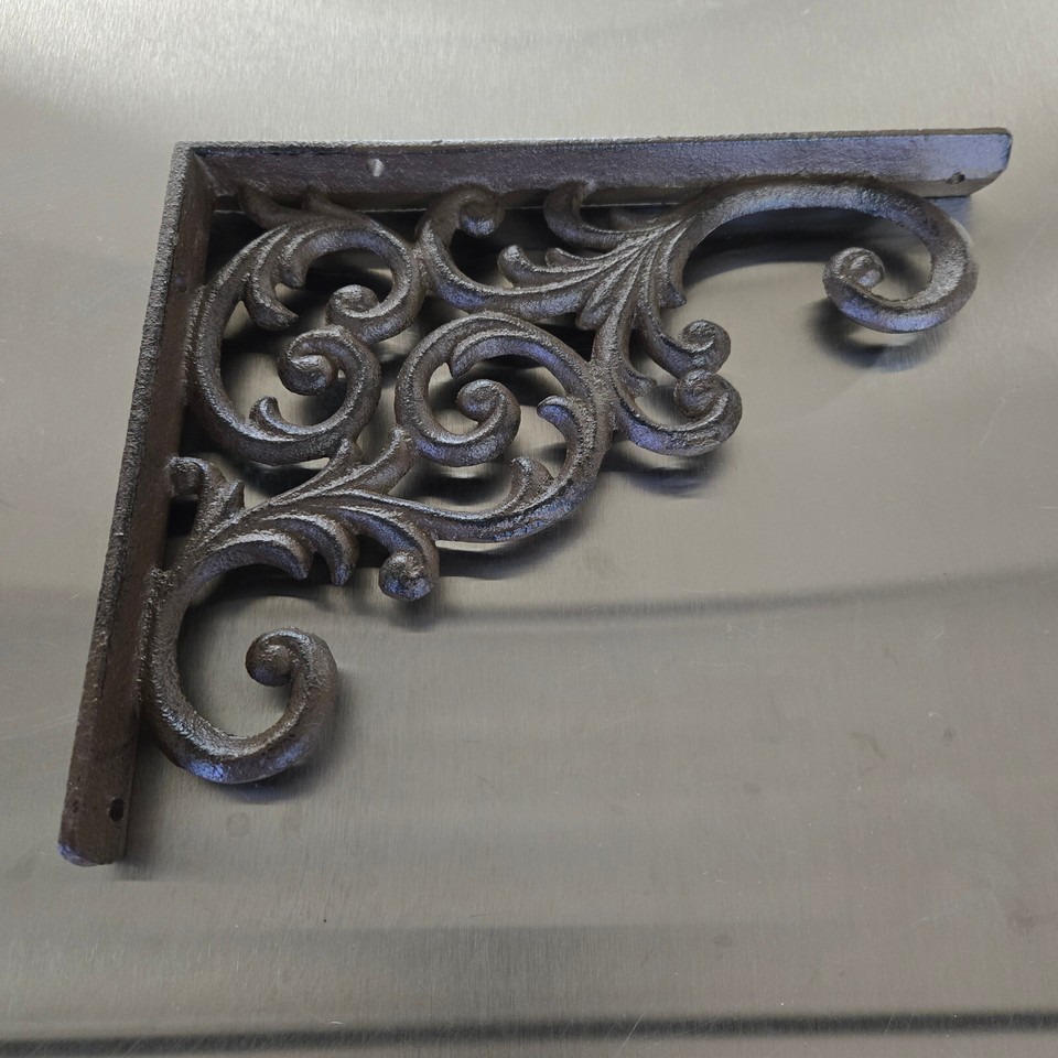 Wall Shelf Bracket Brown Cast Iron Brace Custom Shelves | eBay