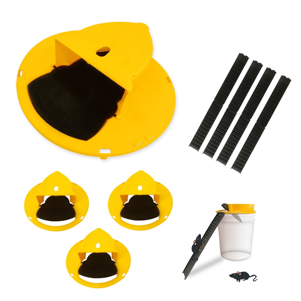 4Pack Black Slide Bucket Lid Mouse Rat Trap Bucket Mousetrap Catcher US ...