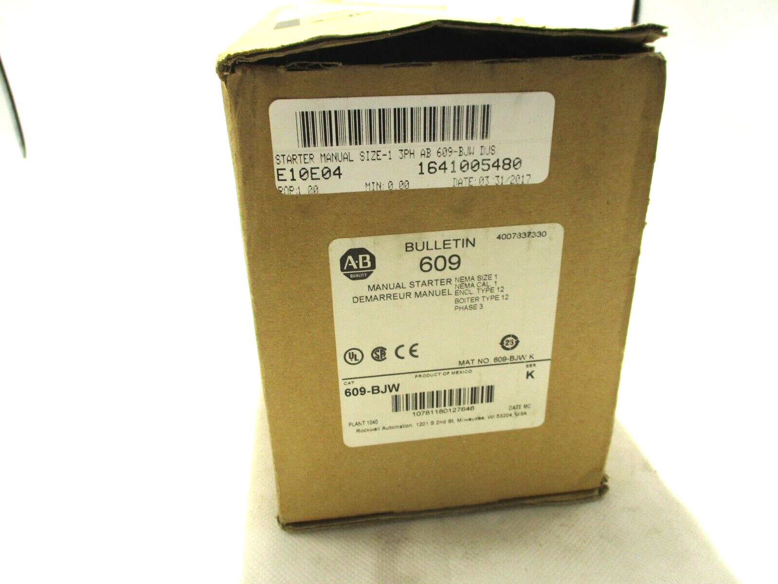 NEW ALLEN-BRADLEY 609-BJW SER.K MANUAL MOTOR STARTER | eBay