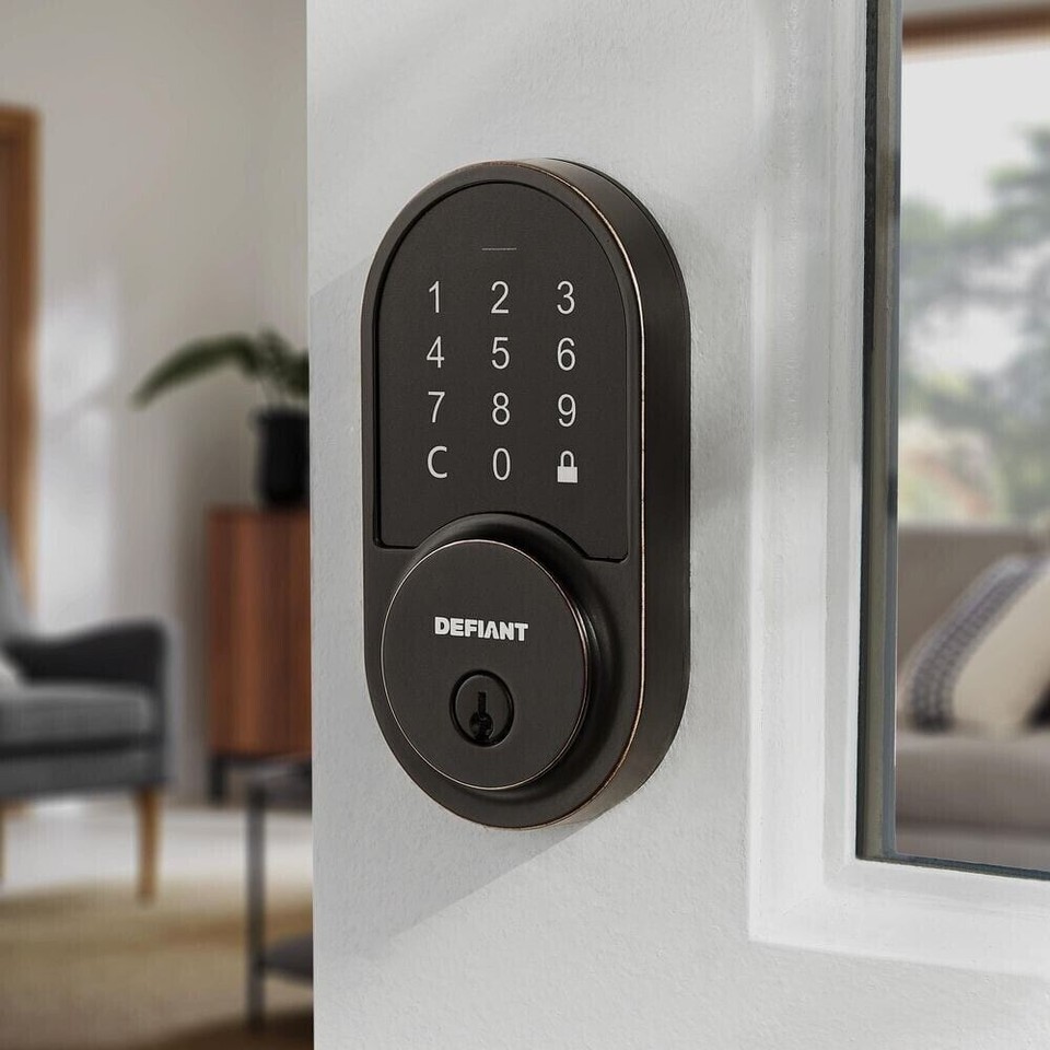 Defiant Round Aged Bronze Smart Wi-Fi Deadbolt Powered by Hubspace | eBay