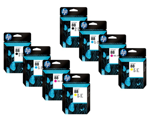 2x Genuine HP 88 Black Cyan Magenta Yellow Ink Cartridges - C9385A/86A ...