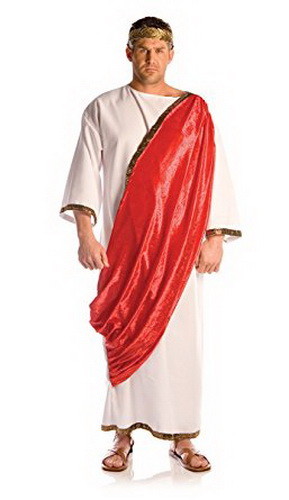 Roman Emperor Costume Long White Toga With Attached Red Velour Drape ...