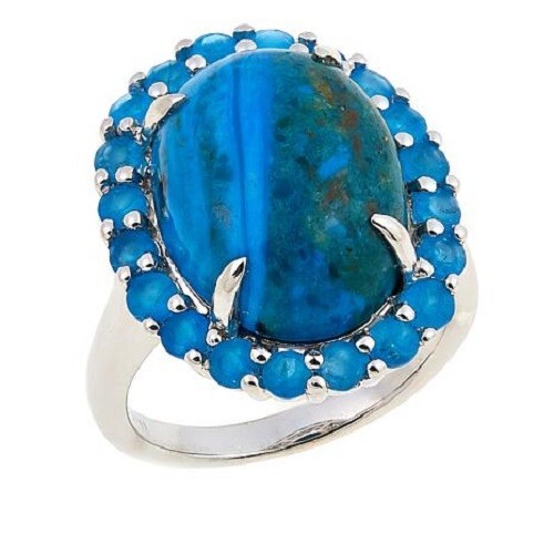HSN Colleen Lopez Sterling Silver Opalina and Neon Blue Apatite Ring ...