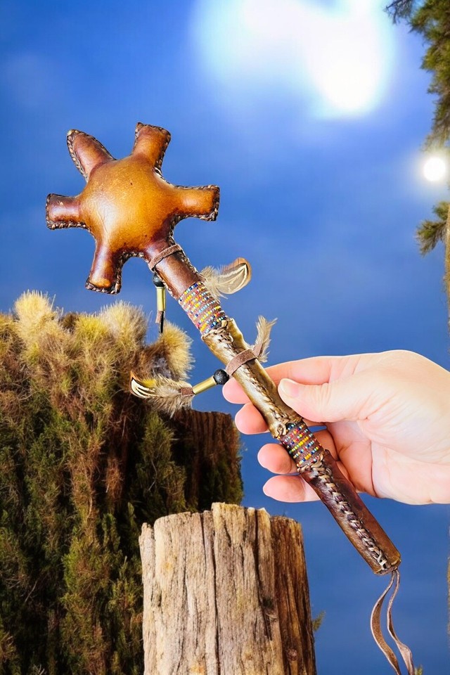 Native American Navajo Rawhide Turtle 13” Ceremonial Rattle By Larry ...