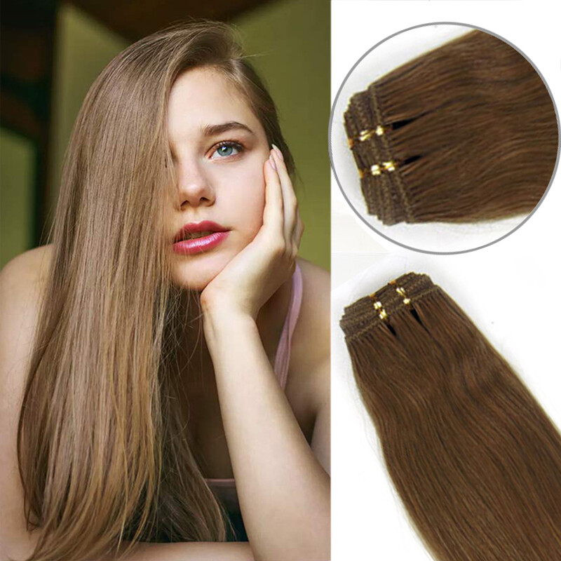 Full Head Double Weft Sew in Weft Hair Extensions Weave Real Human Hair ...