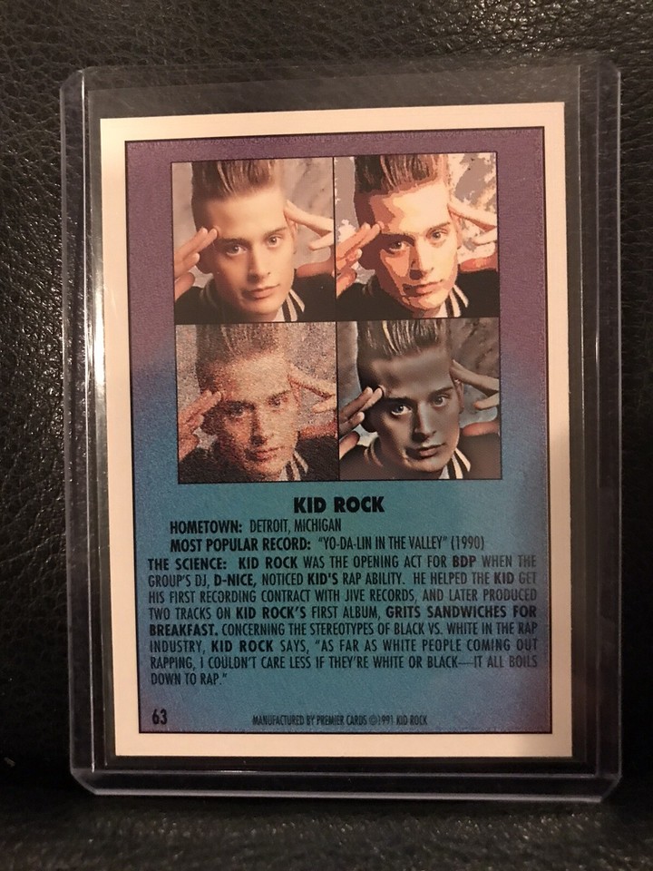 1991 Premier Rap Pack #63 Kid Rock - NEAR MINT - RC - Rookie - LOW POP ...