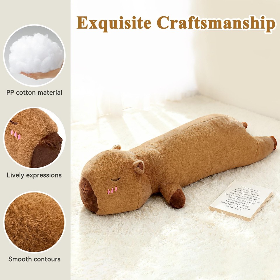 Big Capybara Plush, Cute Capybara Stuffed Animal, Soft Long Body Pillow ...