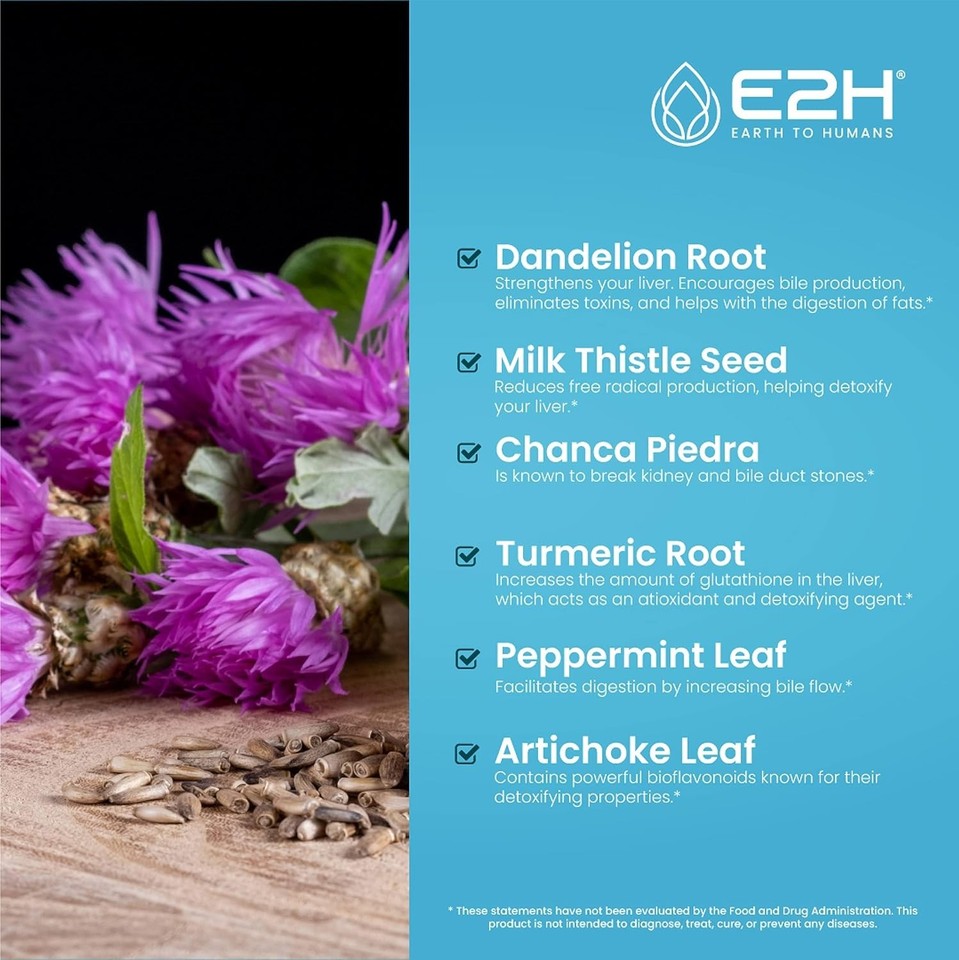 E2H Liver Support Supplement with Milk Thistle - Liver Health Formula ...