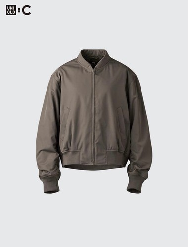 UNIQLO XL Olive Green Cotton Bomber Jacket Recycled Polyester Used ...