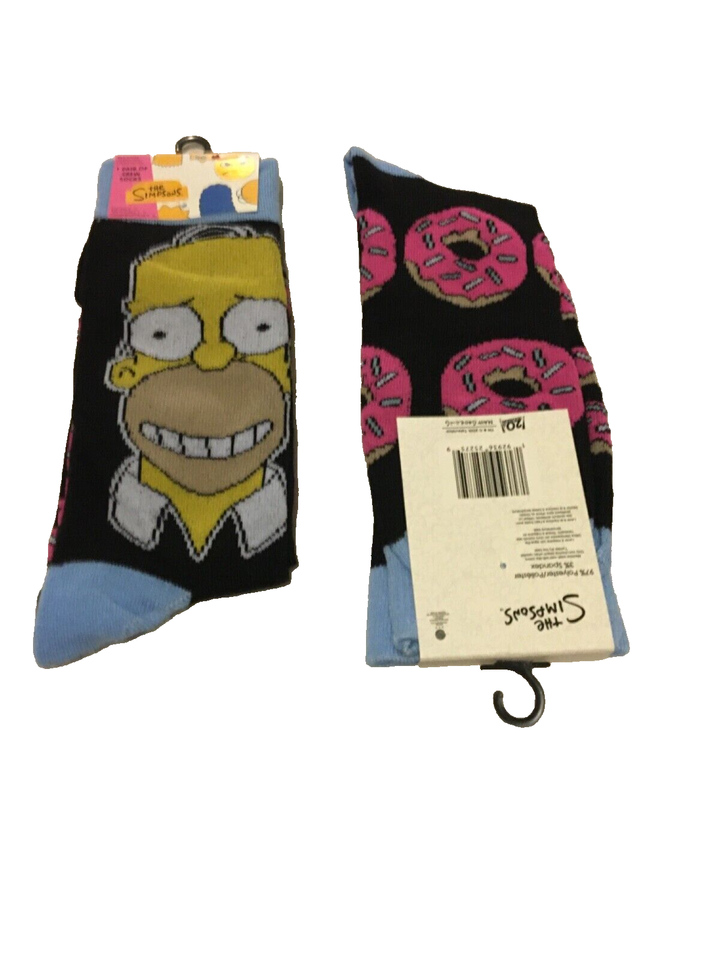 The Simpsons HOMER JAY SIMPSON 1 Pair Crew Socks Adult Shoe Size 6-12 ...