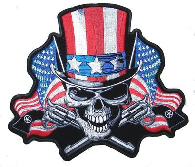 JUMBO EMBROIDERED UNCLE SAM SKULL PATCH JBP081 10 INCH sew iron back ...
