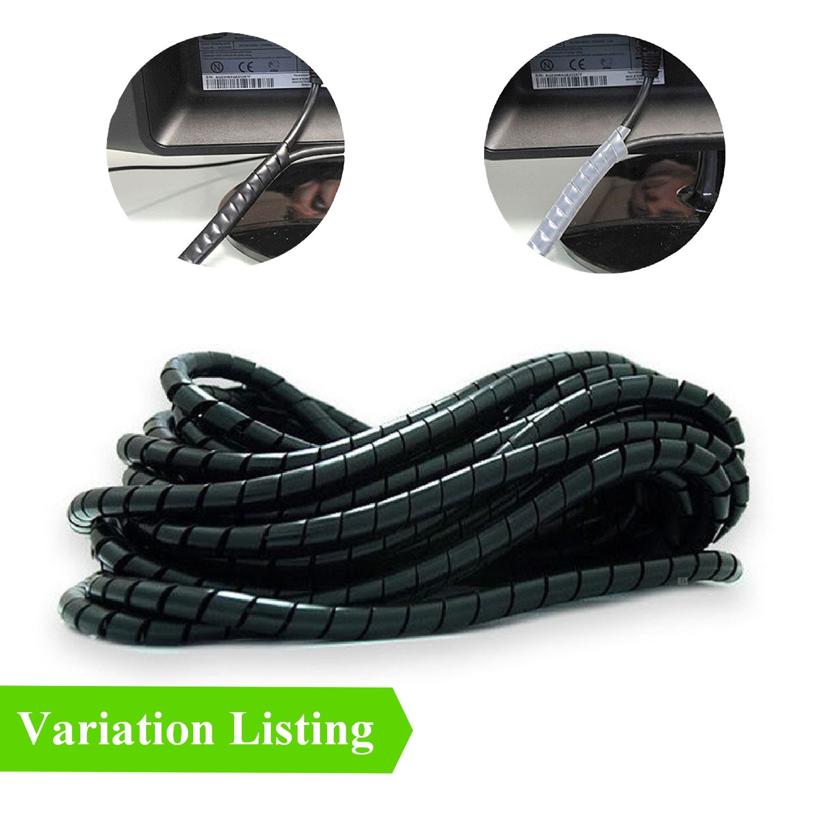 Black Spiral Cable Wrap Wire Loom Tidy for Computers, Televisions ...