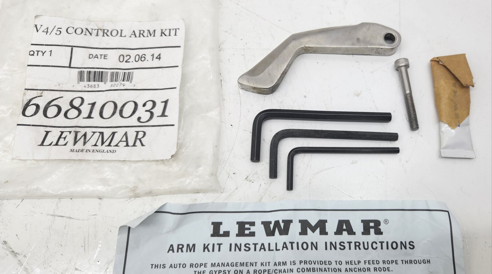 Lewmar 66810031 Marine Boat Windlass V4/5 V Series Control Arm Kit for ...