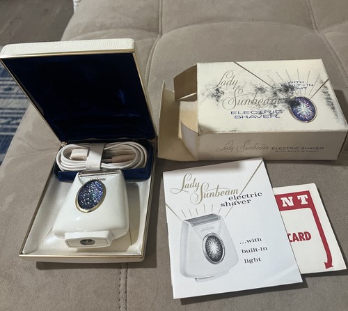 NIB Vintage Era Lady Sunbeam Electric Razor Shaver W/ Case Cord built ...
