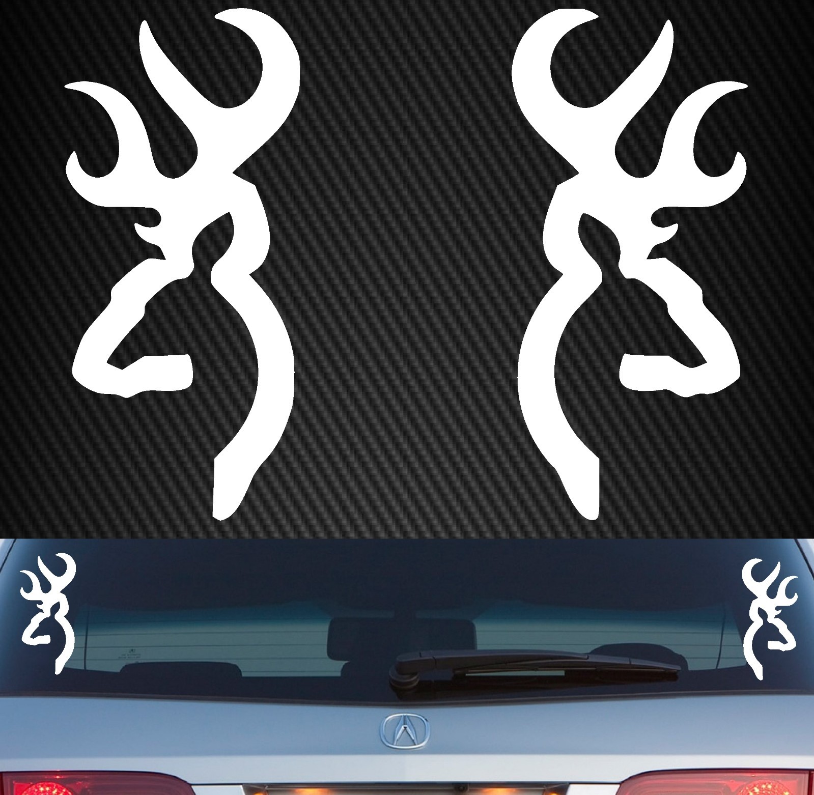 Pair of Browning 17cm high buck head Vinyl Sticker, hunting deer buck ...