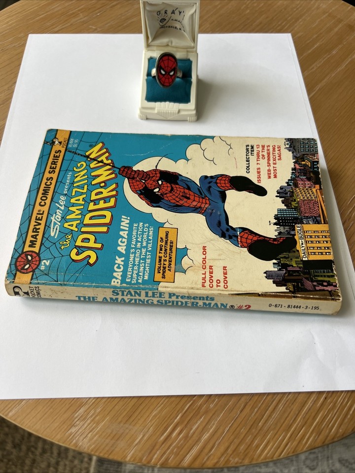 Vintage Bundle Marvel Comics Spider-Man Ring Prize Toy With Comic Book ...