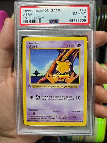 Abra #43 PSA 8 NM-MT 1st Edition Shadowless Base 1999 Pokémon Tcg ...