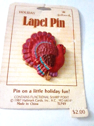 Vintage Hallmark Pin Thanksgiving Tom Turkey Retro 1980s Collectible ...