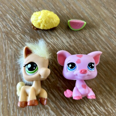 Littlest Pet Shop LPS Cutest Pets Fuzzy Horse 2417 and Pig 2418 | eBay