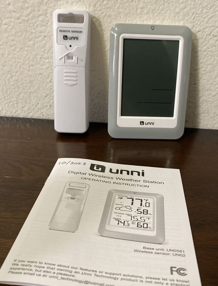 Unni Indoor Outdoor Thermometer Hygrometer Wireless Weather Station ...