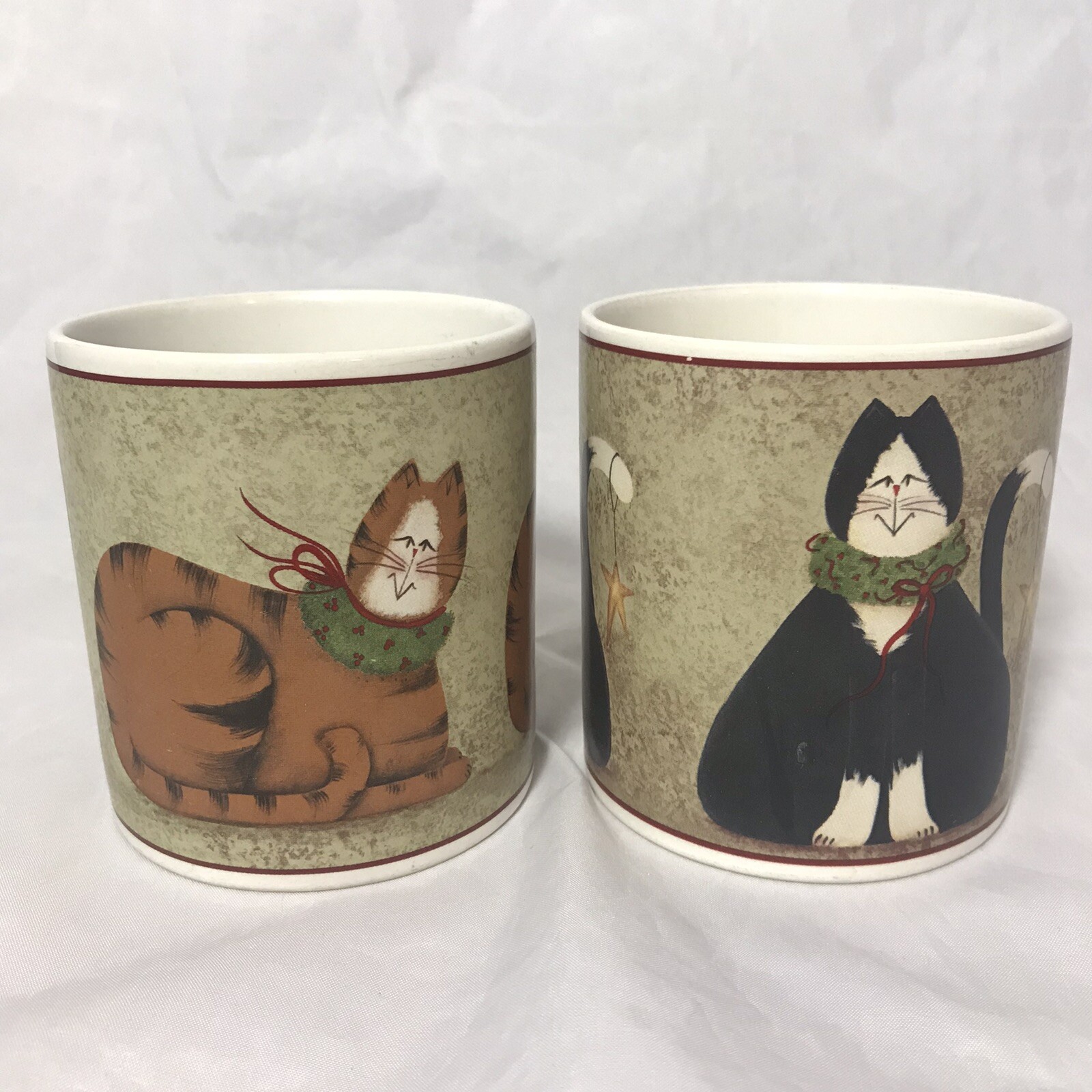 Two Sakura Christmas Cats Fiddlestix Coffee Cups Orange Cat And Black ...