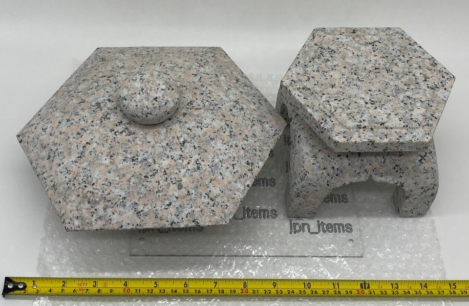 Pink Gray Stone Lantern Tourou Miniature Granite Japanese Garden ...