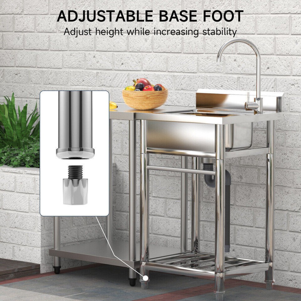 Utility Kitchen Sink Standing Stainless Steel Commercial Restaurant ...