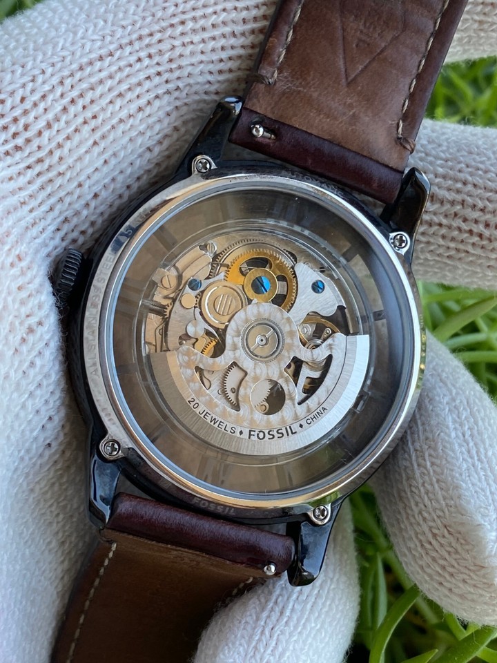 Fossil Townsman Watch Automatic Skeleton Dial ME3098 Brown Mens 44mm | eBay