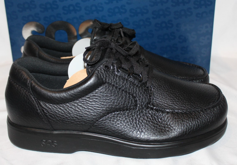 SAS Bout Time Running Shoes Men's Black Leather Lace-Up Low Top ...