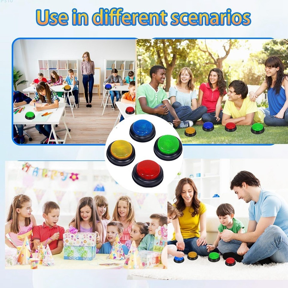 4 Pack Buzzers for Trivia Games, Answer Buzzers for Classroom, Game ...