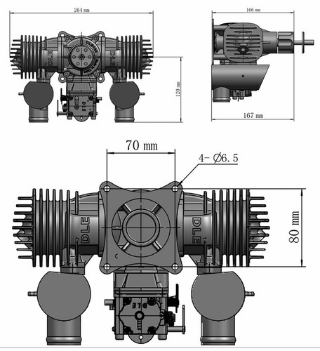 DLE 130CC Twin Cylinder Gasoline Engine with Electronic Ignition CDI ...