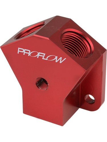 Proflow Billet AN Fuel Block -12AN In -10AN Out w/1/8in. NPT Po (PFE452 ...
