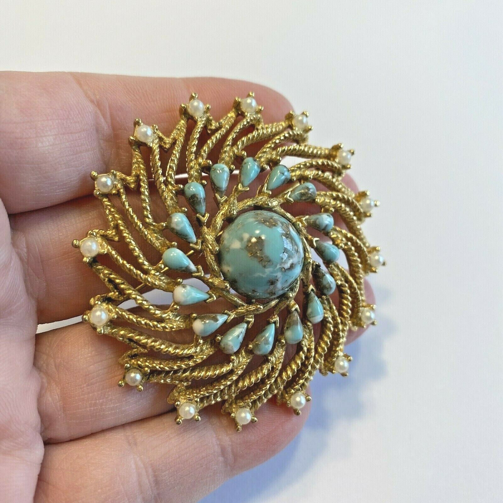 Vintage Sarah Coventry Brooch Mod Mid Century Faux Tu… - Gem