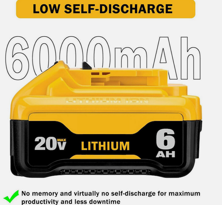 NEW Replace DeWalt 20V 20 Volt Max 6AH 8AH Lithium Ion Battery DCB206-2 ...