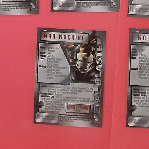 1995 MARVEL METAL WAR MACHINE METAL BLASTER 17 OF 18 INSERT | eBay