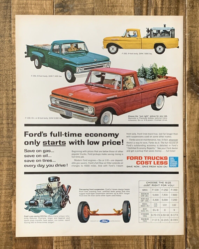 Vintage Print Ad Ford Trucks F250 F350 223 Six Cylinder 1962 #0284 | eBay