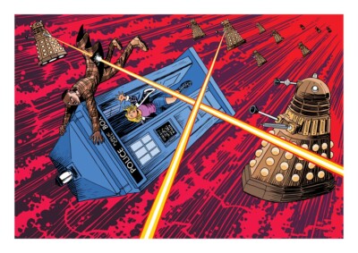 Doctor Who Art Print The 15th Doctor, the TARDIS & the Daleks by Scott ...