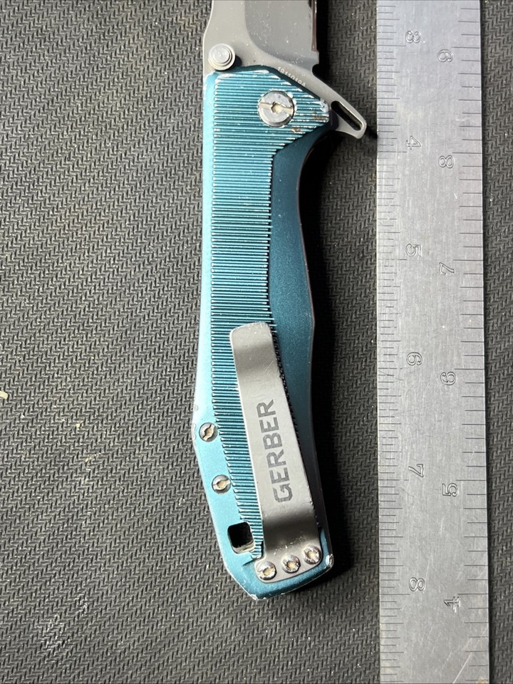 Gerber Frame Lock Clip Point Blade 8" Folding Pocket Knife Blue | eBay