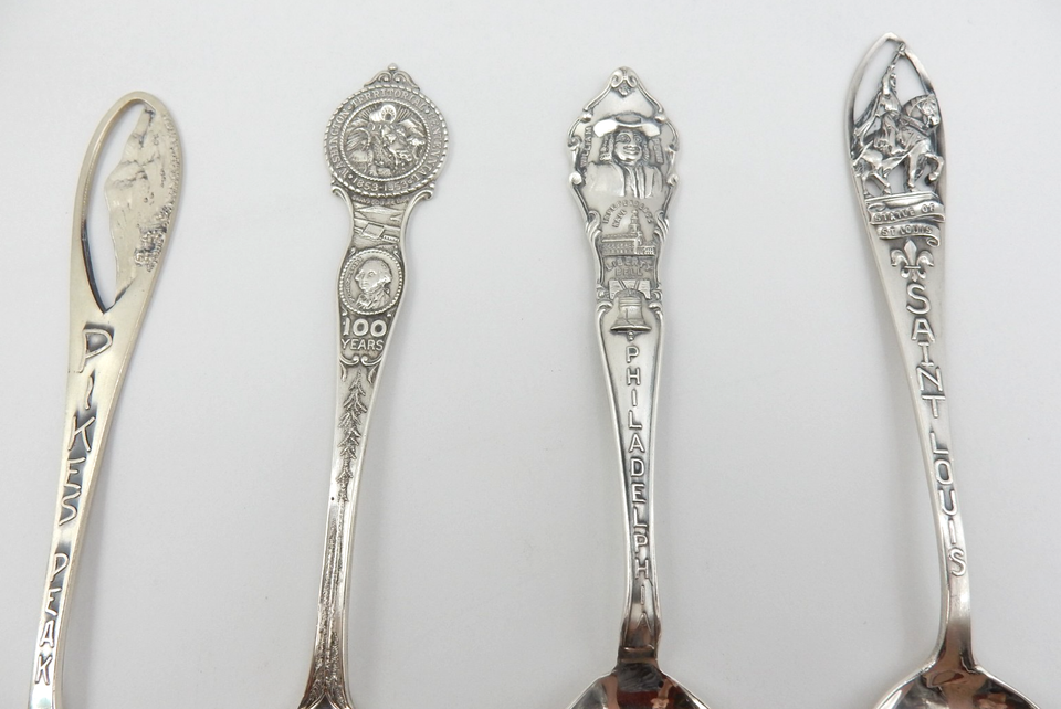 VINTAGE SET OF 4 STERLING SILVER SOUVENIR SPOONS, 78.7 GRAMS SCRAP | eBay