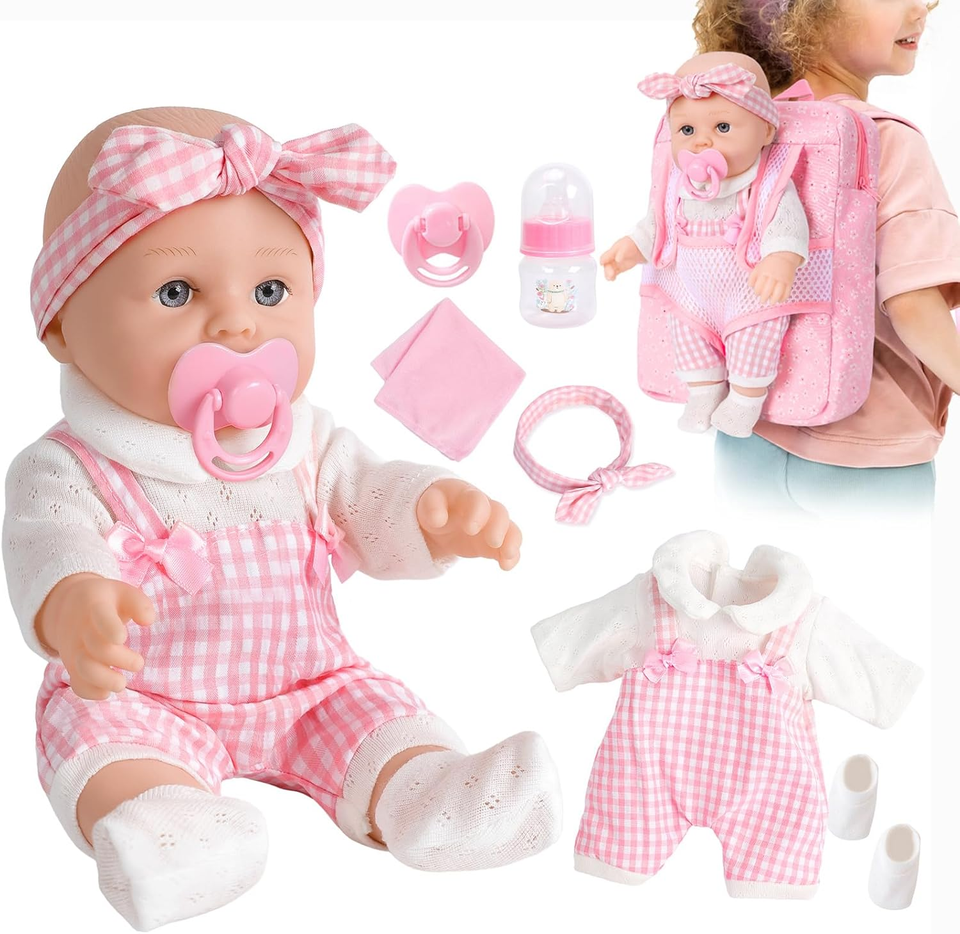 12 Inch Baby Doll with Clothes and Backpack Carrier,Newborn Doll ...