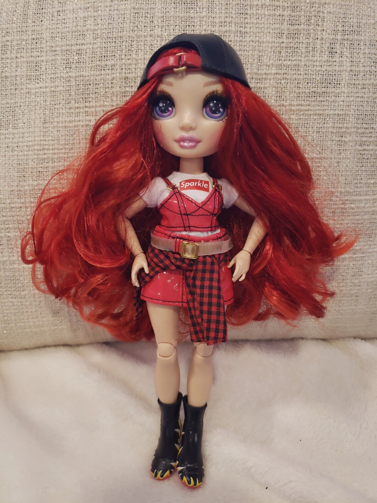 Rainbow High Ruby Fashion Doll Sparkle Shirt Flames on Hat and Boots ...