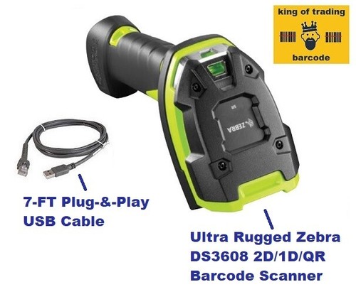 Zebra DS3608 Ultra Rugged 2D/1D/QR Barcode Scanner Standard Range w ...