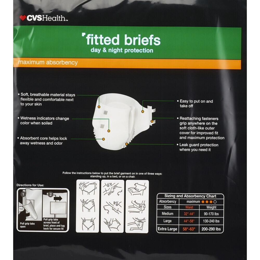 CVS Health Day & Night Fitted Briefs Maximum Absorbency ~ 16 Count ...