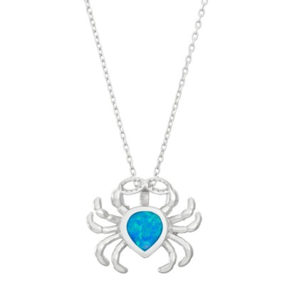 Sterling Silver Blue Inlay Opal Crab Pendant | eBay