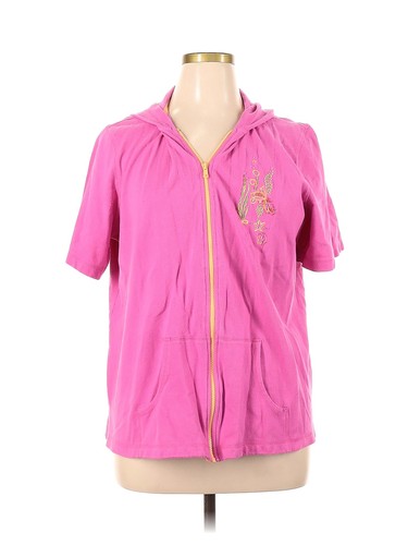 Quacker Factory Women Pink Zip Up Hoodie XL | eBay