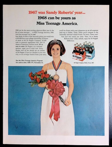Print Ad 1960's Miss Teenage America Sandy Roberts Tiara Flowers Dr ...