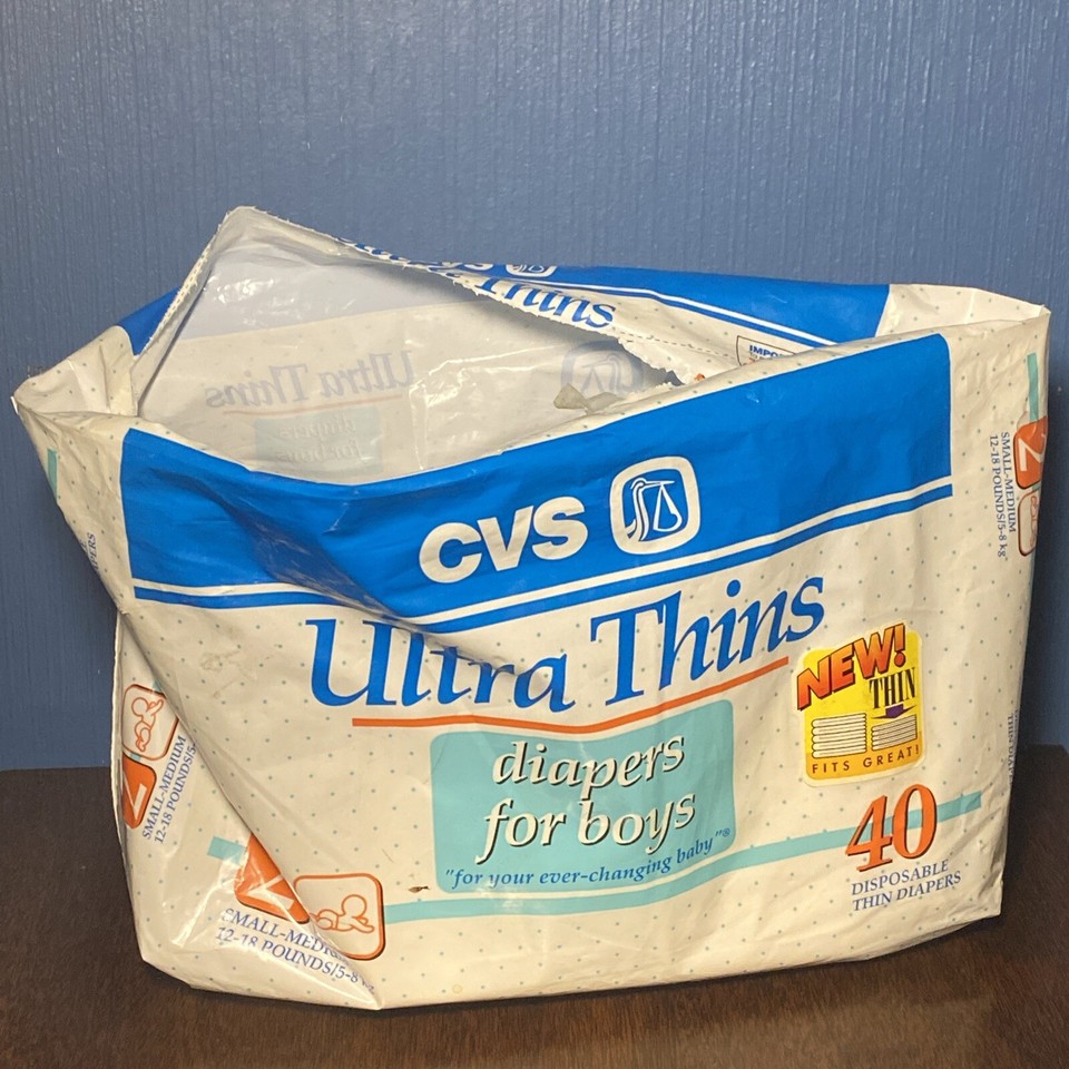 VINTAGE 90s Plastic Diapers Lot Of 6 w CVS Package Muppet Babies Ultra ...