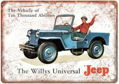 Willys Jeep Sign Vintage 1953 Aluminum Metal Reproduction Plaque 12x18 ...
