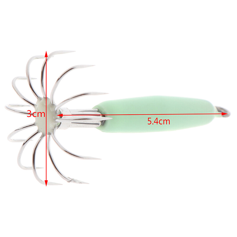 Luminous Fishing Lures Baits Squid Jigs Hook Light Green Fishing Lure ...