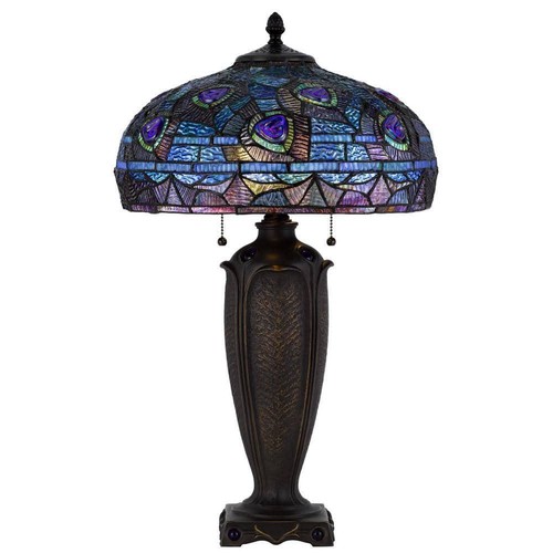 CAL Lighting Table Lamps 26" Rectangular Tiffany Metal Stained Glass ...